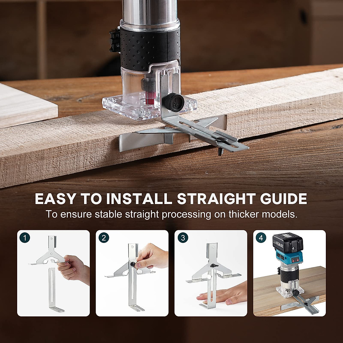 Avhrit Cordless Compact Router, Wood Router Tool With 2PCS 4.0Ah Batteries, 21V Brushless Portable Handheld Palm Routers for Woodworking, Wood Trimmer Cutting with 15 pieces 1/4" Router Bits Set