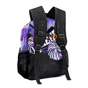 zaaprintblanket Custom Purple Blue Art Cheerleaders Horn Unisex Casual Nylon Backpacks Lapto Bag for Gift Hiking Camper Travel Pack