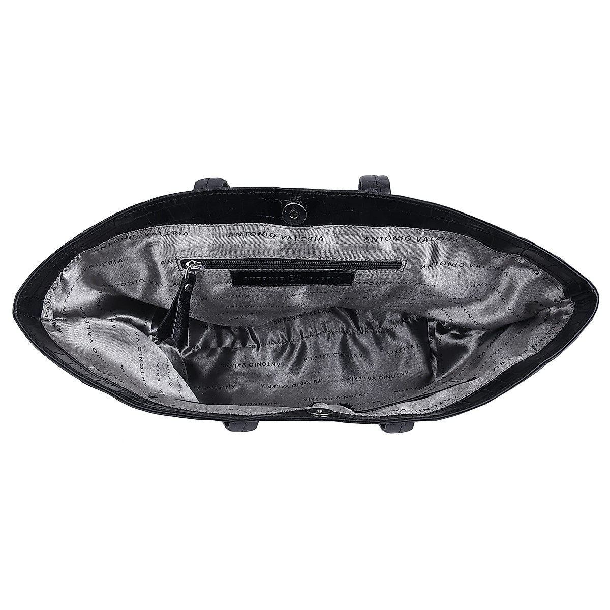 ANTONIO VALERIA Alexis Black Printed Leather Tote/Top Handle Shoulder Bag for Women