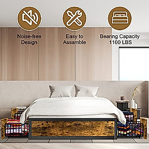 Pliwier Bed Frame with 4 Drawers, Metal Platform Bed Frame Queen Size, 11 Heavy Duty Metal Slats Support, No Box Spring Needed, Space Saving, Noise-Free, Easy Assembly (Queen (U.S. Standard))