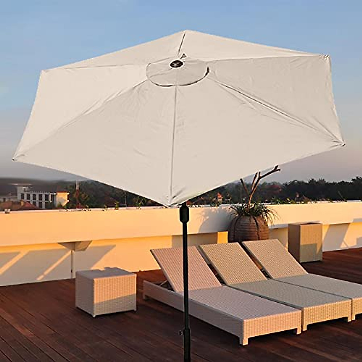 IUIBMI 10Ft Patio Umbrella Replacement Canopy 6 Ribs, Outdoor Umbrella Canopy with 6 Ribs Table Market Yard Umbrella Replacement Top Cover for Backyard Garden Beach (Canopy Only) Beige