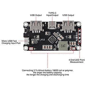 2Pcs IP5328P Boost Charging Module Dual USB 18650 Battery Fast Charger Treasure Tpye-c 3.7V to 5V 9V 12V Step up Fast Quick Charger Circuit Board QC2.0 QC3.0 Mobile Power Main Board