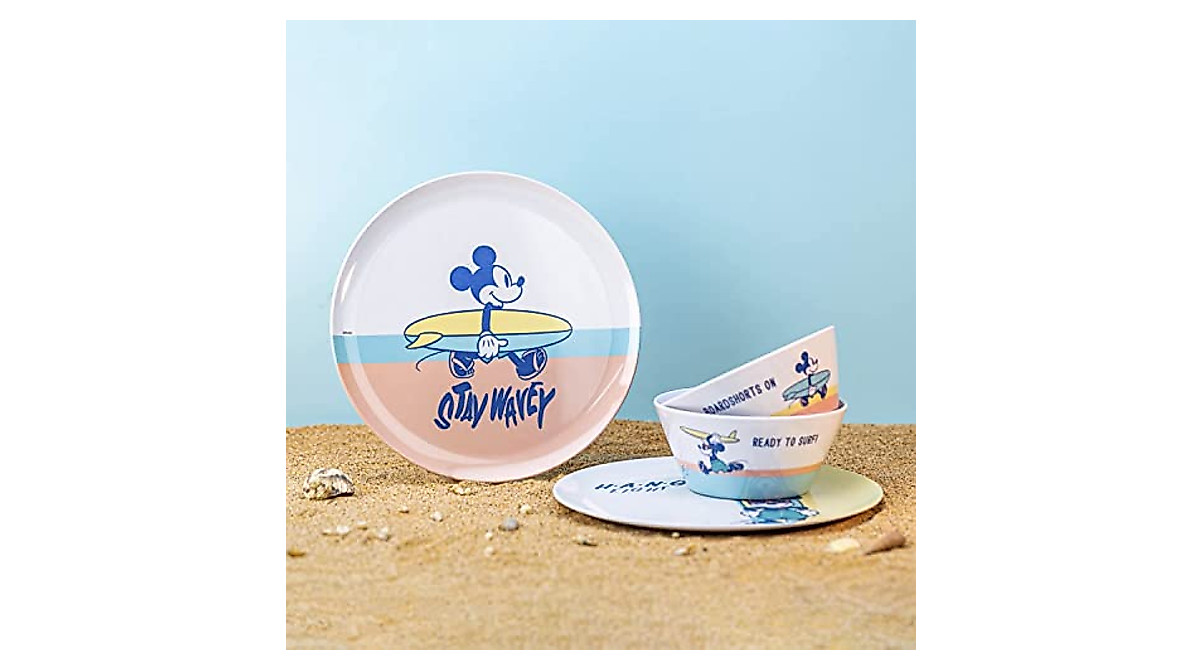 Disney Mickey Mouse Kids Dinnerware Set - Durable BPA-Free Melamine Plates
