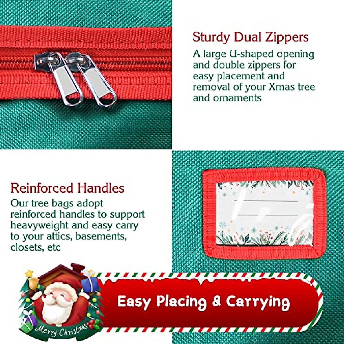 NVRGIUP Large Christmas Tree Storage Bag, Fits Up to 7.5 ft Artificial Disassembled Trees with Durable Handles, Sleek Dual Zipper & Tag Card, Waterproof Tear-proof Holiday Xmas Bags Box for Years Use