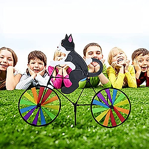 DAADUN Animal Bike Wind Spinner,3pcs 3D Cat Dog Animal Riding Bicycle Windmills Animal Pinwheels for Garden, Yard, Lawn, Whirligig Stake Decoration