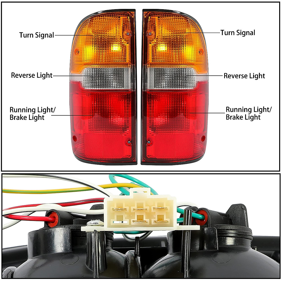 HECASA Tail Light Compatible with 1995-2000 Toyota Tacoma Pair Signal Brake Lamp Taillight Assembly W/Bulb Replacement for TO2800116 TO2801116 8156004030 8155004030