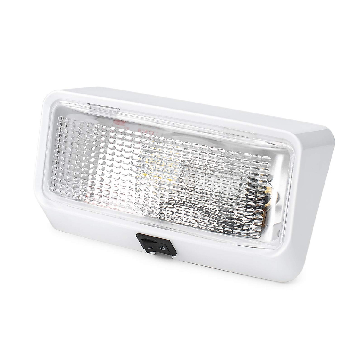 Lumitronics 12V LED Exterior Outdoor Porch Light with On/Off Switch - Removable Clear & Amber Lenses Perfect Outside Replacement Lights for RVs, Motorhomes, Campers, 5th Wheels, Trailers! (White)
