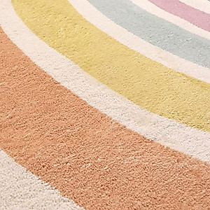 STARUIA Rainbow Rug for Baby Girls Bedroom,55"x47" Washable Area Rug for Princess Tent Castle,Hexagon Non-Slip Nursery Rug Ultra Soft Play Carpet for Kids Room Playpen Dorm