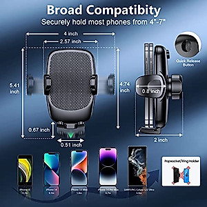 SPIDERCASE [2 Pack] Phone Mount for Car [Universal Air Vent] Car Phone Holder, Military-Grade Shockproof [Up to 7” Phones] [Thick Case Friendly] [Easy Operate] Cellphone Clamp Cradle for All iPhone