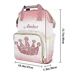 XIUCOO Print Pink White Personalized Diaper Bags Waterproof Backpack Shoulder Daypack for Mother's Day Gifts