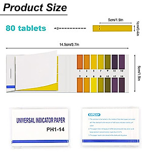 6 Packs pH.1-14 Litmus Strips Tester Paper, pH Test Strips, pH Extensive Test Paper for Water Saliva Urine Soil (6)
