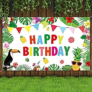 Hawaiian Luau Birthday Party Decorations Supplies Hawaiian Party Backdrop Luau Party Background Tropical Hawaiian Jungle Theme Flamingo Pineapple Party Banner Summer Beach Pool Photography Background