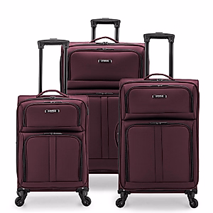 U.S. TRAVELER Anzio Softside Expandable Spinner Luggage, Burgundy, 3-Piece Set (22/26/30)
