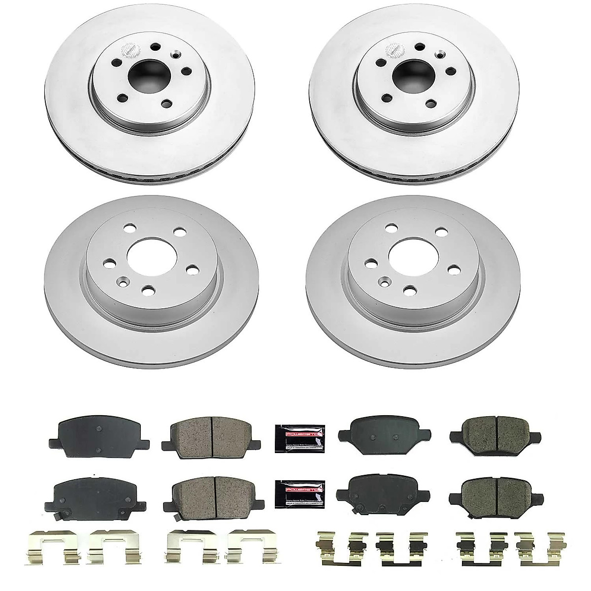 Power Stop CRK8505 Z17 Front and Rear Coated Rotor Kit-Coated Brake Rotors, Ceramic Brake Pads For Buick Encore 2018-2022, Chevrolet Trax 2018-2022 [Model Specific]