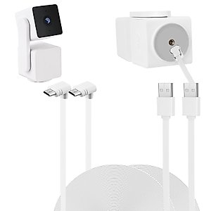 UYODM 16.4FT/5M L-Shape Micro USB Extension Cable Compatible with WYZE Cam Pan V3, 90 Degree Extension Charging Cable Power Your WYZE Cam Pan V3 Continuously - 2Pack White