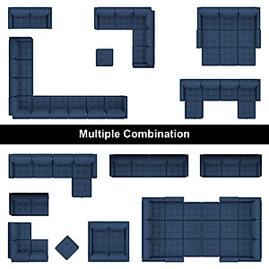 Belffin Fabric Foldable Backrest Module for Modular Sectional Sofa Couch Recliner Armrest Backrest Side for Modular Sofa Couch Blue