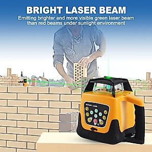 Iglobalbuy Rotary Laser Level Green Laser Self Leveling Kit, 500M Green Beam 360° Automatic Horizontal/Vertical Self-leveling Rotary Rotating Laser Level with Remote Control + Receiver