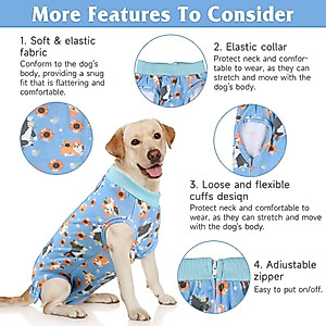 Dog Surgery Recovery Suit with 2Pcs Dog Diapers for Surgery Female Male Dogs, Pet Recovery Shirt Dog Abdominal Wound Bandages, Substitute E-Collar & Cone, Prevent Licking Dog Surgery Suit Blue L
