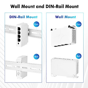 MokerLink 4 Port PoE Extender, IEEE 802.3 af/at PoE Repeater, 100Mbps, 1 PoE in 3 PoE Out, Wall & Din Rail Mount POE Passthrough Switch