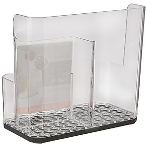 Spectrum Diversified Hexa, Kitchen Sponge, Easy-Clean Sink Organization & Dish Brush Holder with Removable Base, Clear & Gray