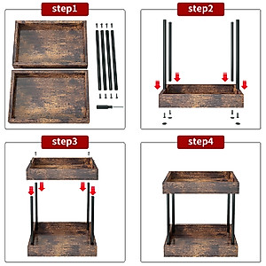 SANRETAHO Bathroom Organizer Countertop, 2 Tier Wood Bathroom Counter Shelf, Cosmetic Storage Vanity Organizer, Coffee Station Organizers, Kitchen Spice Rack