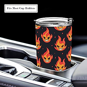 sanluoli Evil Laughing Flame Demon Stainless Steel water bottle with straw with Straw Lid mug for hot drinks for gym simply insulated coffee tumbler 20 OZ