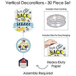 Big Dot of Happiness Back to School - First Day of School Classroom DIY Dangler Backdrop - Hanging Vertical Decorations - 30 Pieces
