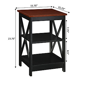 Convenience Concepts Oxford End Table with Shelves, Cherry/Black