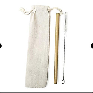 Eco friendly bamboo reusable straws (2) with cleaning brush (1) and juke bag (1)