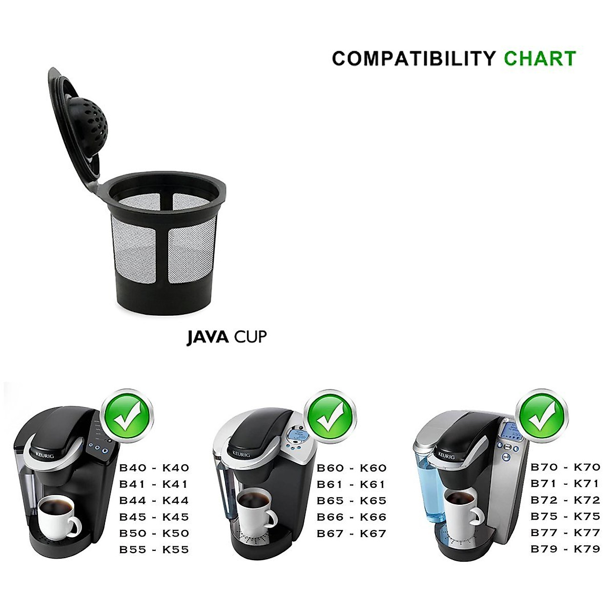 Reusable K-cup Filter for Keurig K-Select, K-Elite, K-Classic, K-Latte, K-Compact, B40, B41, B45, B50, B55, B60, B65, B66, B70, B71, B75, B76, B77, B79-4 Pack by Brewslang