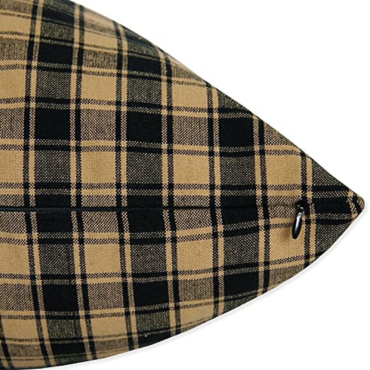 Cackleberry Home Black and Tan French Check Decorative Square Throw Pillow Case Covers Woven Cotton 18 x 18 Inches, Set of 2