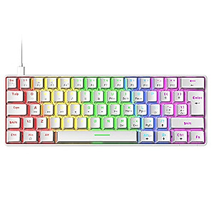 Qksky Mechanical Gaming Keyboard Green/Red Switch 62 Keys USB Wired Gaming Keyboard with 18 RGB Lights Effect Desktop PC Gamer Green switches