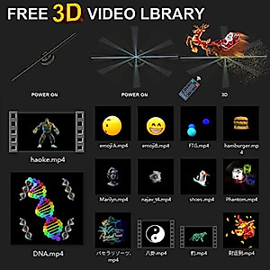 3D Hologram Fan Naked Eye LED Advertising Display Fan with 700 Video Library, 720P Hi-Resolution Holographic Projector Fan is Best for Business,Store,Shop,Bar (16.5 inch)