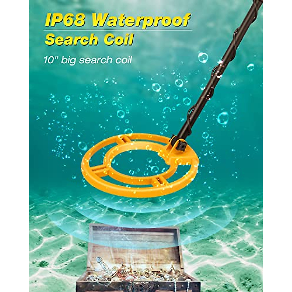 RM RICOMAX Metal Detectors for Adults - Professional Gold Detector for Treasure Hunt, IP68 Waterproof 10" Search Coil, Higher Accuracy with Stong Modes, Adjustable LCD Display with Headphones