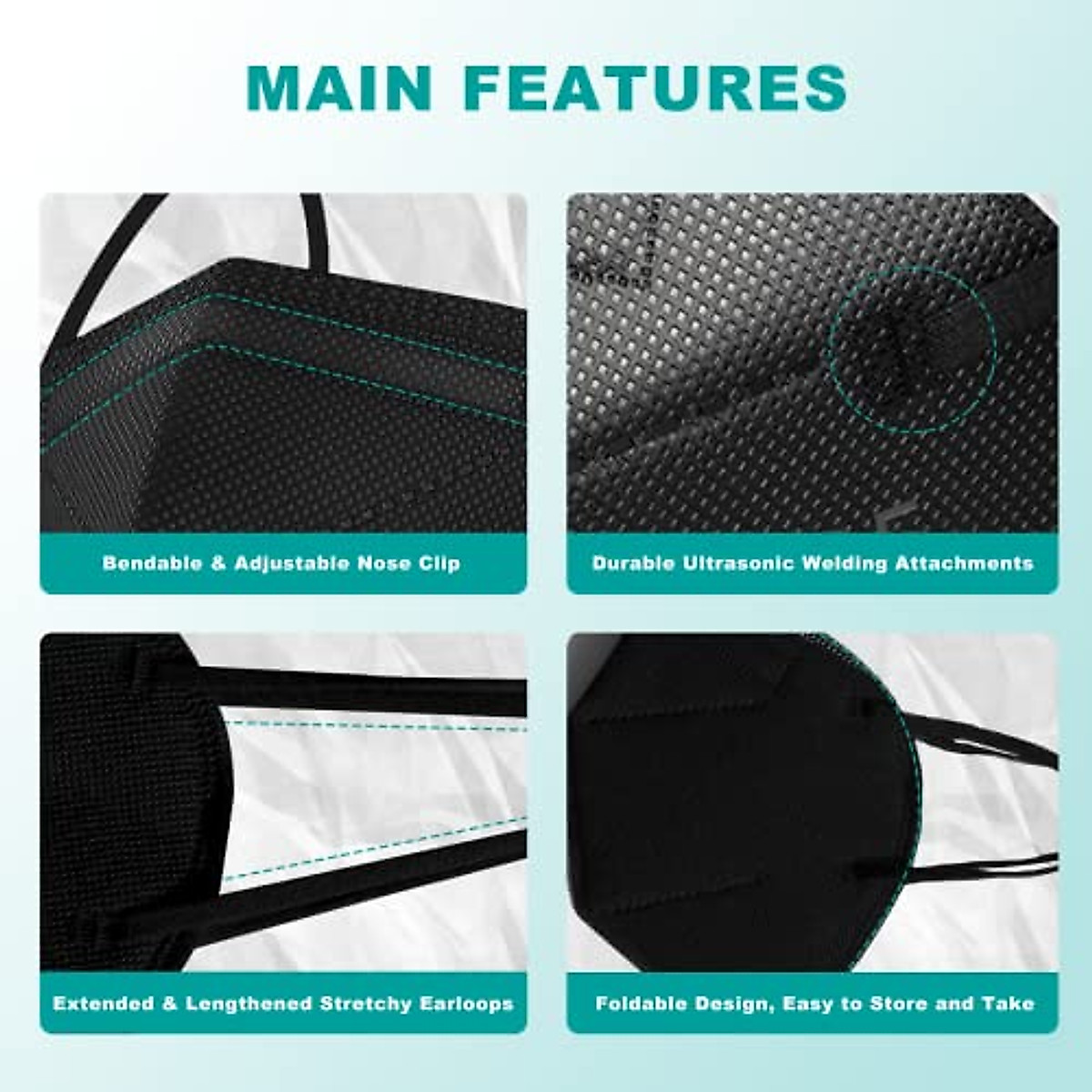 30PCS KN95 Disposable Face Masks, Black KN95 Mask for Adult Men Women, 5-Ply Breathable Cup Dust Safety Mask, Comfortable Protection Masks for Indoor Outdoor Daily Use