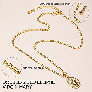 GOLDCHIC JEWELRY Gold Blessed Our Lady Of Guadalupe Pendant Necklace for Women, 18k Gold Plated Mary Medallion Necklace, Medal Necklace For Women Men-With Gift Box