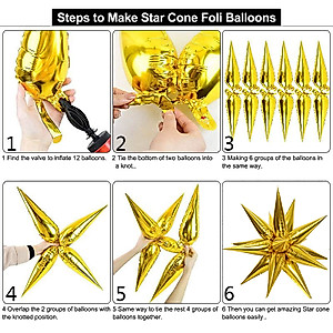 50 Pcs Hot Pink Foil Cone Star Balloons Big 26 inch Pink Explosion Star Mylar Balloons 12 Point 3D Starburst Star Balloons for Party Supplies Christmas Birthday Wedding Decorations Party Supplies