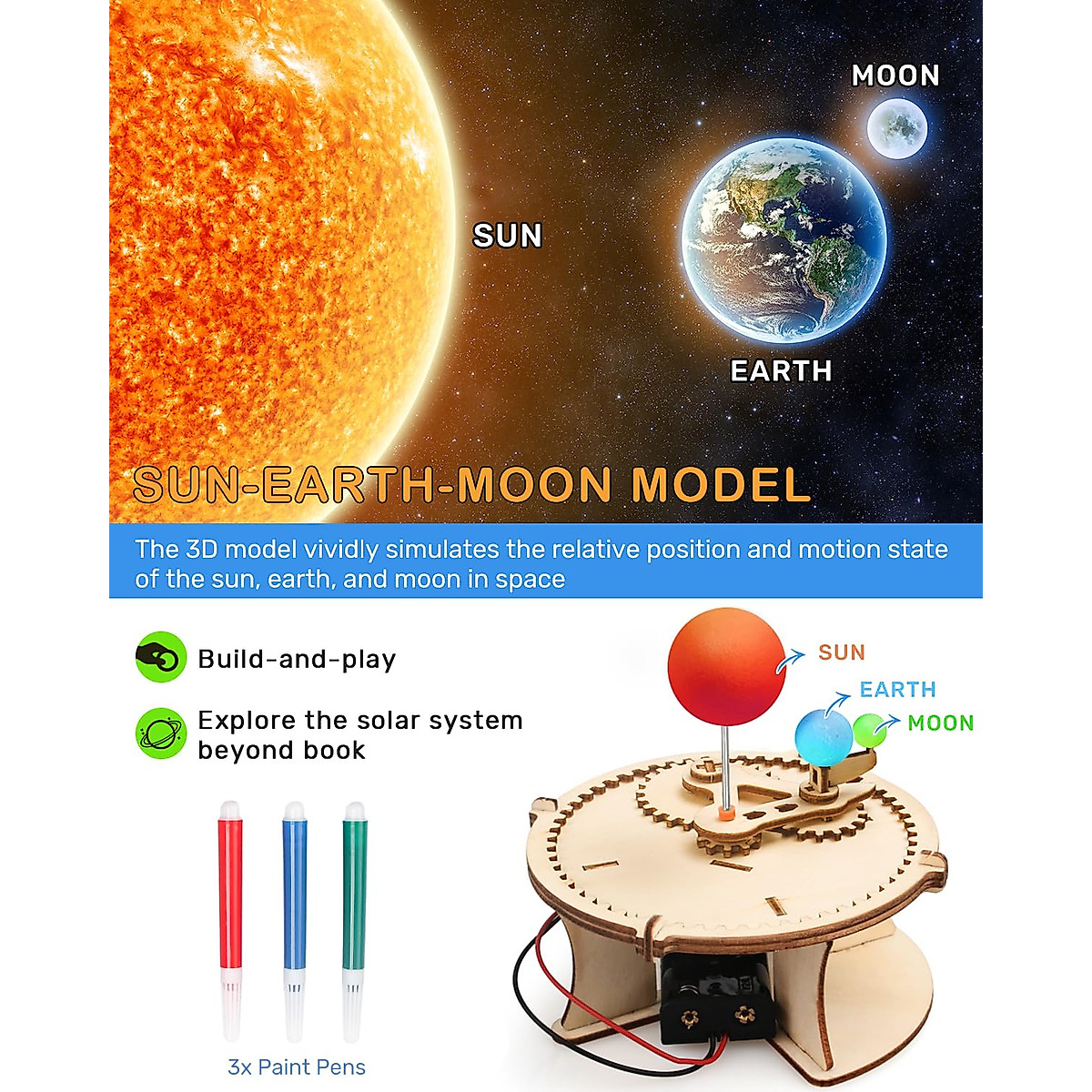 Poraxy 5 Set STEM Science Kits for Kids Age 8-12, Wooden Building STEM Projects 8-10, 3D Puzzles, Experiment Circuits Model, Toys for Ages 8-13, Gifts for Boys and Girls 6 7 8 9 10 11 12 13 Years Old