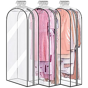 MISSLO 3 Pack 40" All Clear Suit Bags for Closet Storage + 3 Pack 50" Dress Bags for Closet Storage