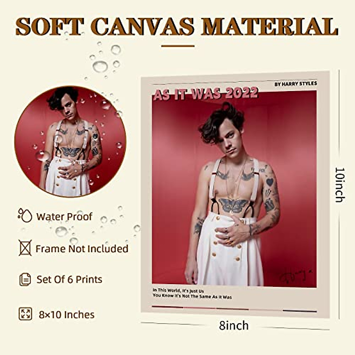 pictures Harry - Styles Posters - Harry's House Music Album Poster Cover Signed Limited Edition Poster Canvas Wall Art Room Aesthetic Decor Set of 6 Frameless 8x10 Inches…