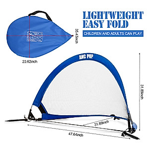 Portable Pop Up Soccer Goal Net Set for Kids or Adaults Trainning and Backyard Playing with Carrying Case, Training Cones and Target