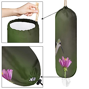 Hummingbirds Prey Plastic Bag Holder Wall Mount Grocery Bag Organizer Holder Hanging Trash Bag Storage Dispenser for Home Kitchen Pantry Door Organization Decor