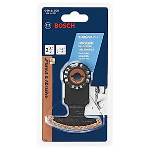 BOSCH OSM212CG 1-Piece 2-1/2 In. x 1/8 In. StarlockMax Oscillating Multi Tool Grout & Abrasive Carbide Grit Segmented Saw Blade for Extreme-Duty Applications in Grout Removal