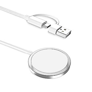 Basesailor Magnetic Wireless Charger with USB C Adapter,Portable Travel Cordless Qi Fast Charging Pad for MagSafe,iPhone 13 12 11 14 Pro Max Mini,SE XR XS,AirPods,Samsung Galaxy S23 S22 Z Fold Flip