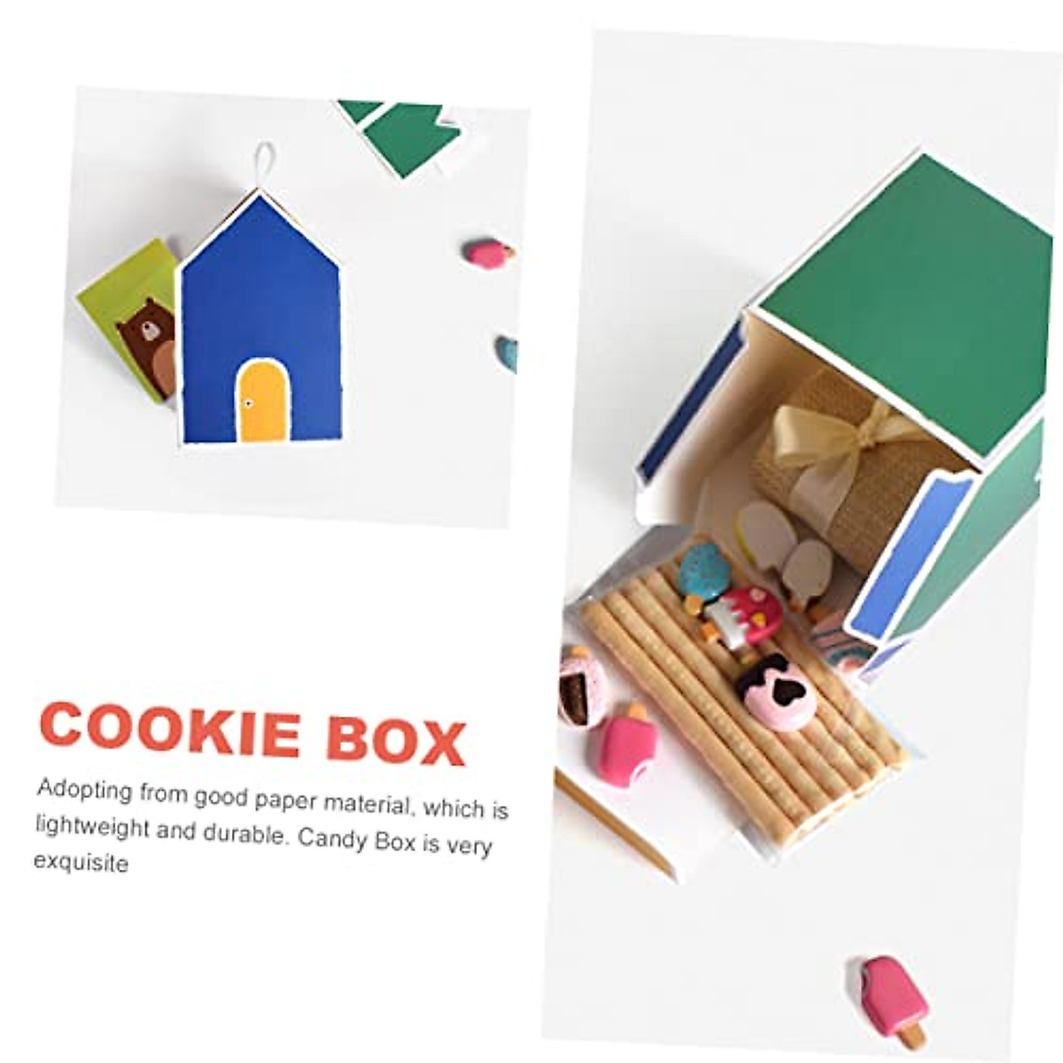 ULTECHNOVO 32 Pcs Candy Cookie Box Christmas Gift Bags Candy Holder Sugar Cookies Small Packaging Supplies Candy Container Handheld Present Bags Gift Packing Cases Paper Biscuit Multifunction