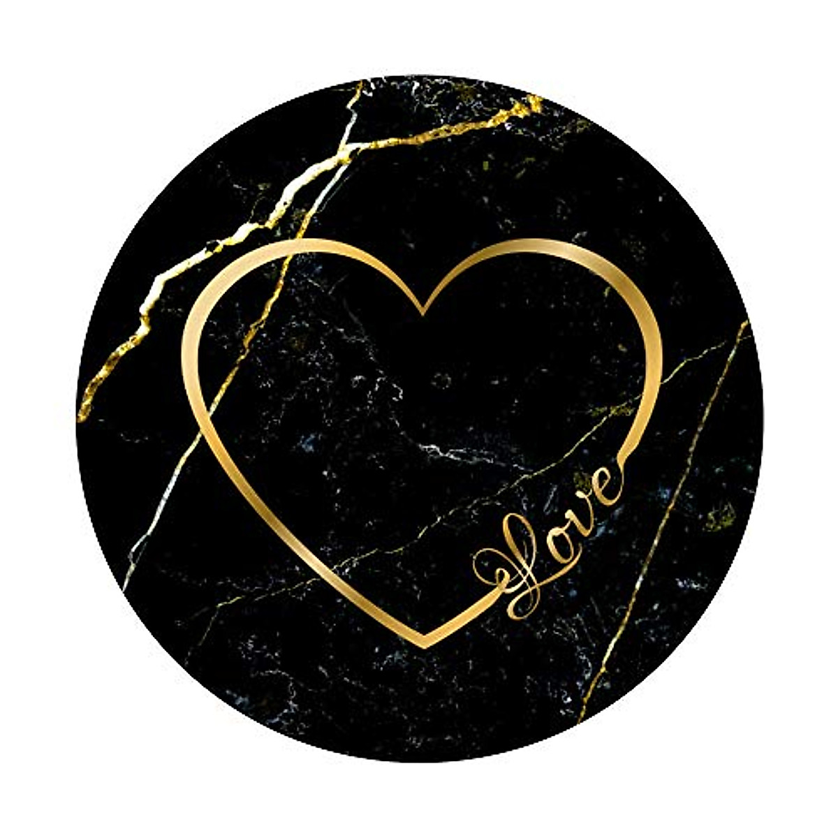 Love Heart Gold Black Marble-Look Cute for Girls Women Her PopSockets PopGrip: Swappable Grip for Phones & Tablets