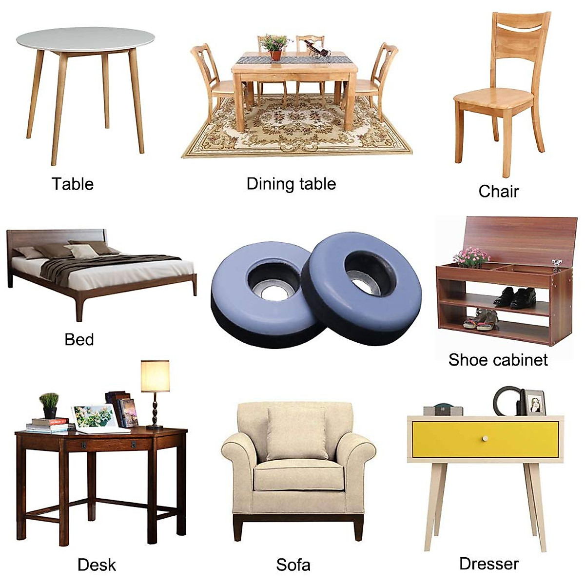 GINOYA Teflon Furniture Sliders, 48pcs 1inch Reusable Furniture Glides with Screws for Carpet Tile Hardwood (Grayish Blue)