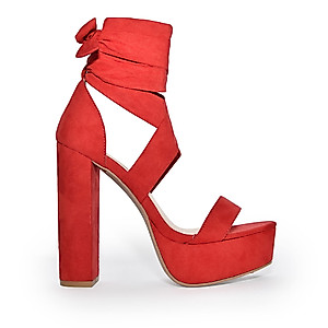 Wild Diva Women’s Lace Up Crisscross Platform Chunky Block Heel Sandals-RDVS-9