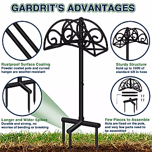 GARDRIT Garden Hose Holder, Black, Detachable, Easy Assembly, Rust Resistant