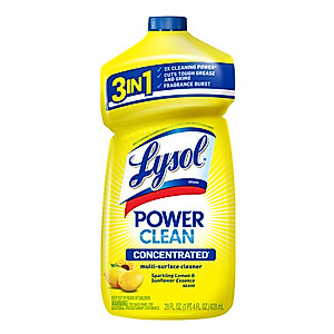 Lysol Multi-Surface Cleaner, Sanitizing and Disinfecting Pour, to Clean and Deodorize, Sparkling Lemon and Sunflower Essence, 40 Fl Oz (Pack of 3)